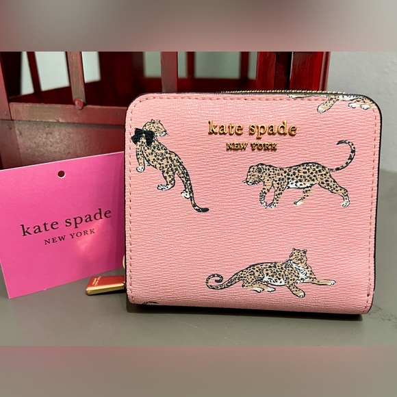 kate spade | Bags | Nwt Kate Spade Morgan Pink Leopard Printed Compact ...